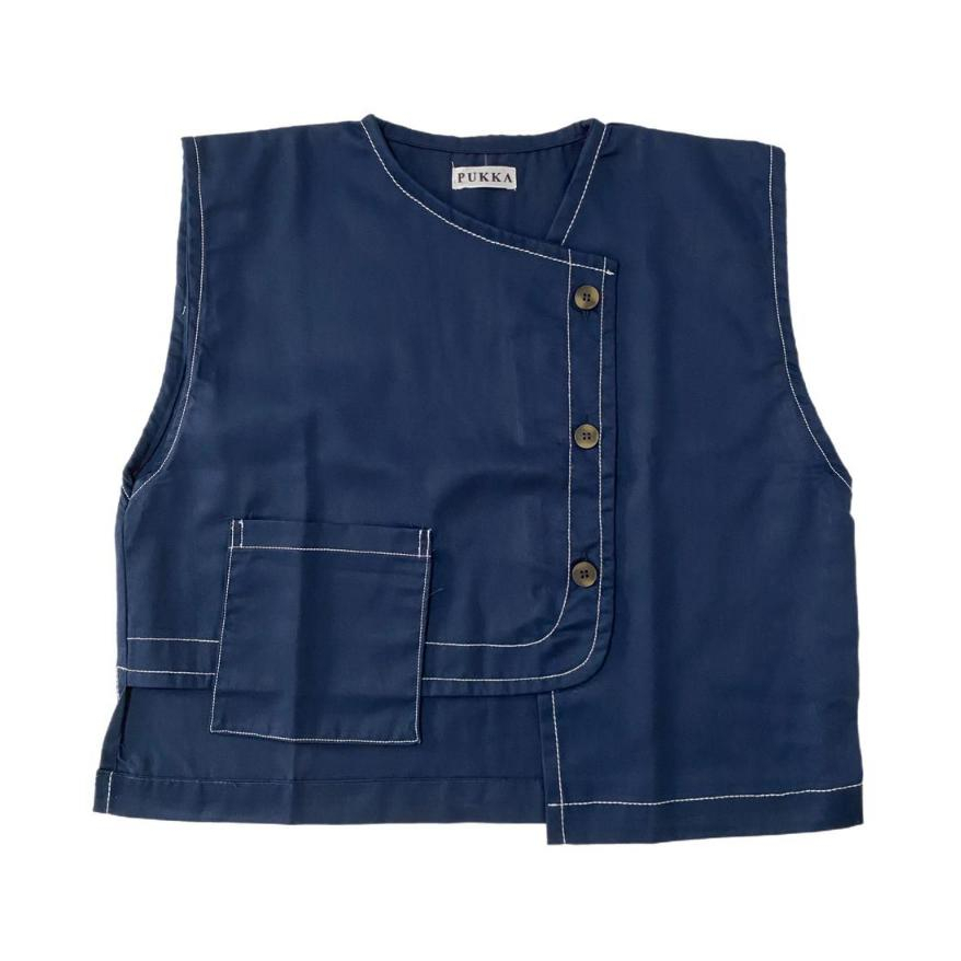 Pukka Button Pocket Vest Denim (Side Button Denim Vest) | Shopee ...