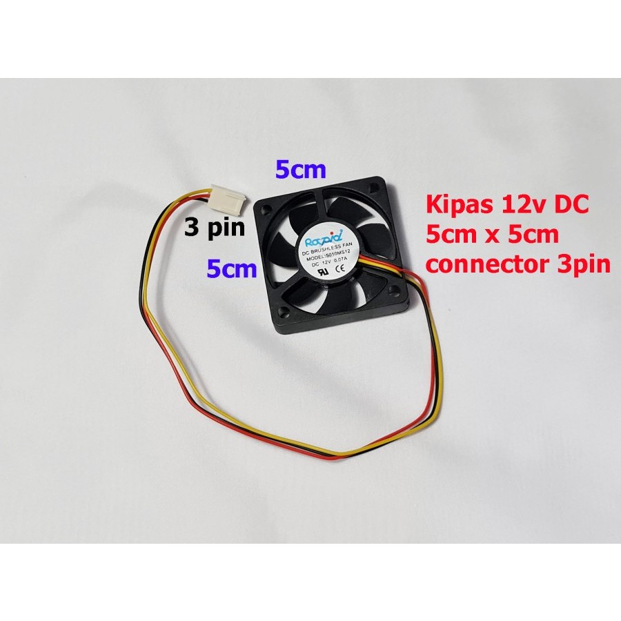Fan 12v dc 5cm x 5cm 3pin connector - cooling fan connector | Shopee ...