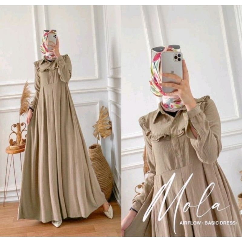 Crinkle Airflow Premium Gamis Latest Model Milea Lebaran Gamis | Shopee ...