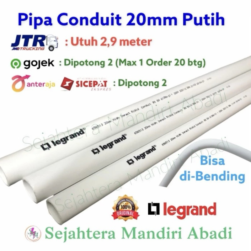 PUTIH Legrand 20mm White Electric Pipe Conduit Pipe 20mm Legrand ...