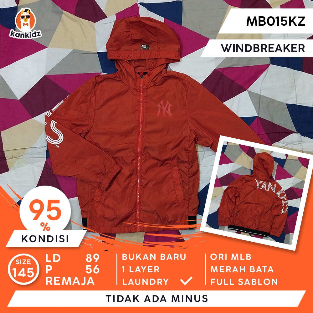 MERAH MLB Windbreaker Children's Jacket | Brick Red Size 145 | Shopee Philippines