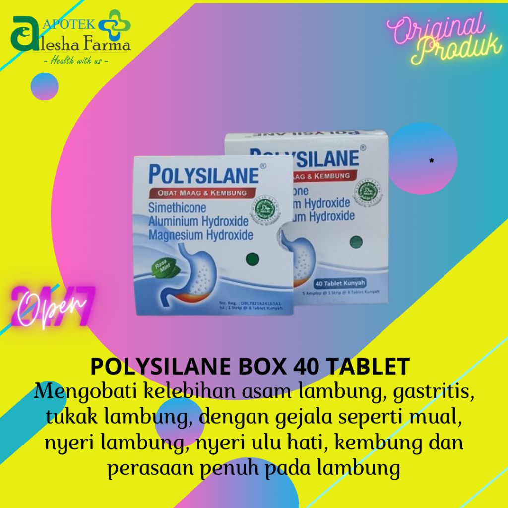 Polysilane Box 40 tablet | Syrup 100 ML | Syrup 180 ML | Stomach Ulcer ...
