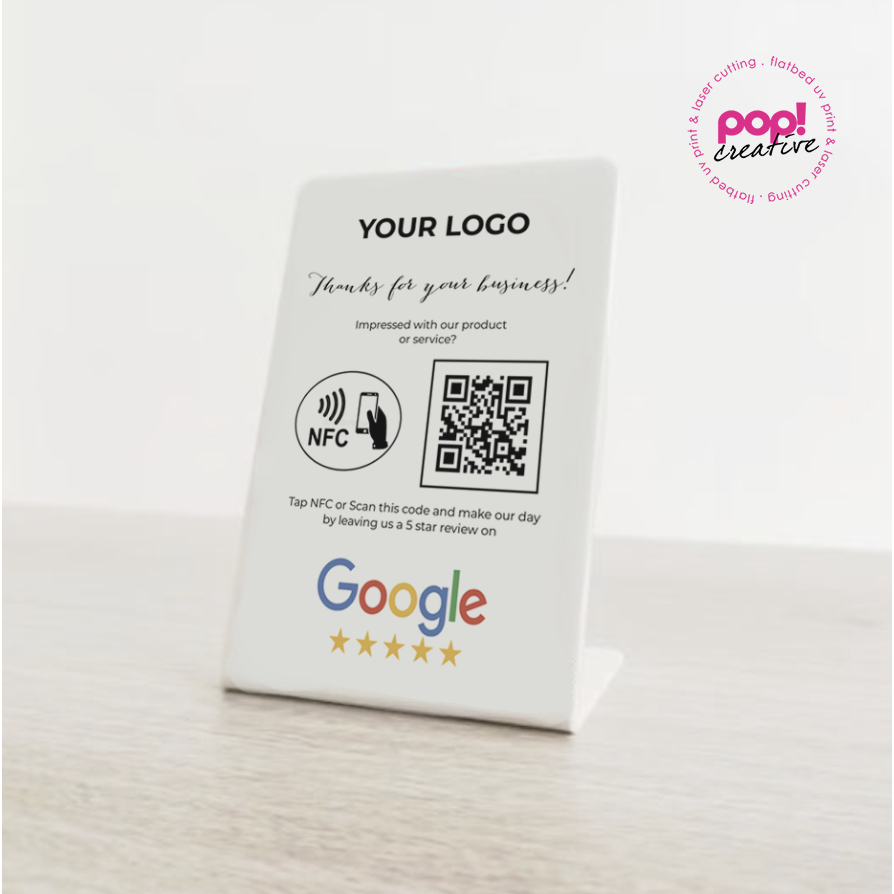 Google Business Review Acrylic Standee QR CODE + NFC Office Shop Resto ...