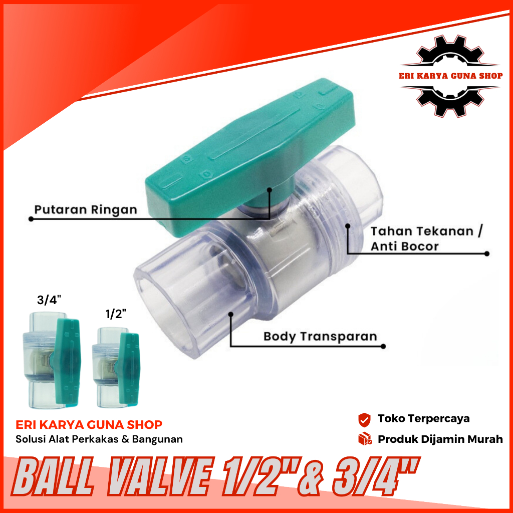 Ball Valve Stop Transparent PVC Plastic Water Faucet 1/2" 3/4 ...