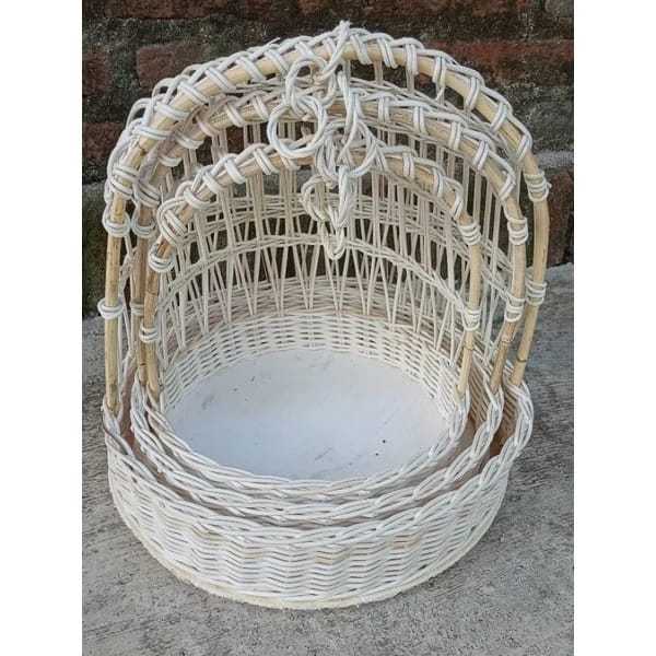 Discoun!! Premium Rattan Parcel Basket Round Swing 1 Set Of 3 Pcs ...