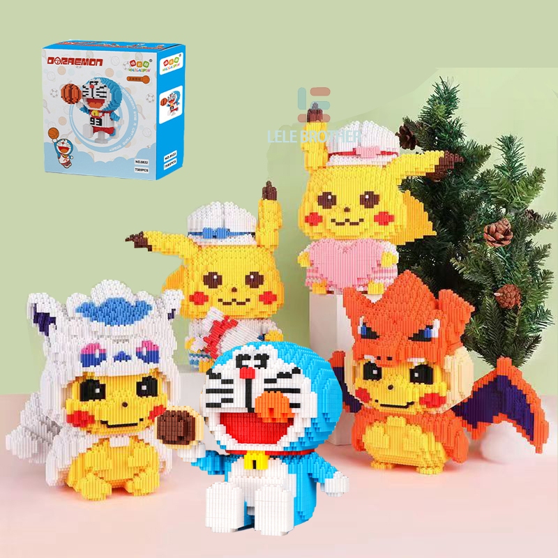 LELE BROTHER Cartoon Bricks Nano Blocks Pikachu \ Doraemon 3D Edition ...