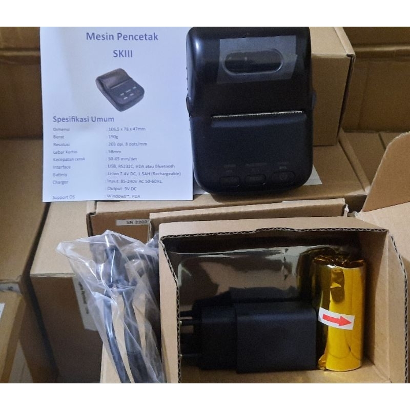 MESIN PUTIH HITAM Thermal Printer bluetooth+usb model SKIII Black And ...