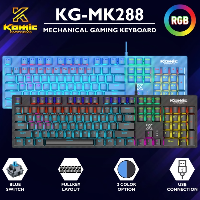 Comic Keyboard KG-MK288 Mechanical Gaming Keyboard - LED RGB Backlight ...