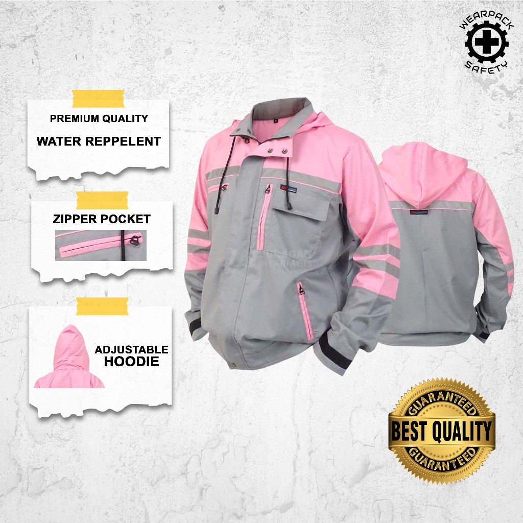 Wearpack Waterproof Jacket, Pink Combination of Grey | Shopee Philippines