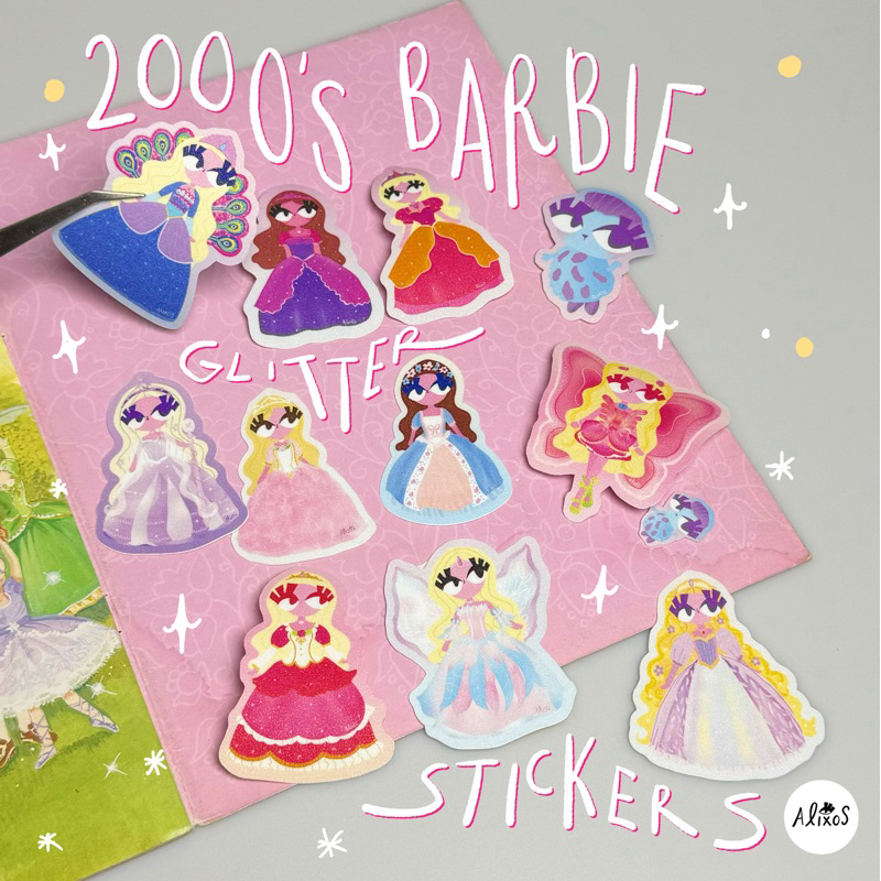 Barbie 2000s Nostalgic Glitter Diecut Sticker Swan Lake Princess and ...