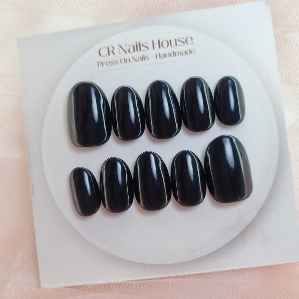 Fake Nails/Fake Nails/Press On Nails/Handmade - Simple Black | Shopee ...