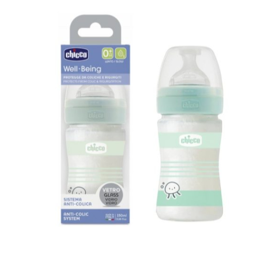 Chicco Well Being Glass Feeding Bottle 150ml -Green (Unisex) | Shopee Philippines