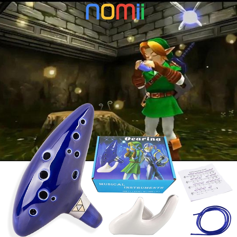 12 Holes Alto C Key Ocarina Flute Musical Instrument With Blue Lanyard ...