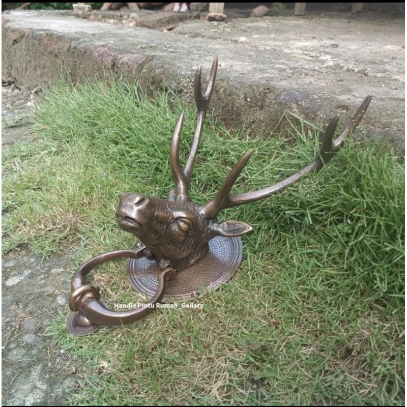 Door Knocker Bell / Antique Brass House Door Knocker with Deer Motif 14 ...