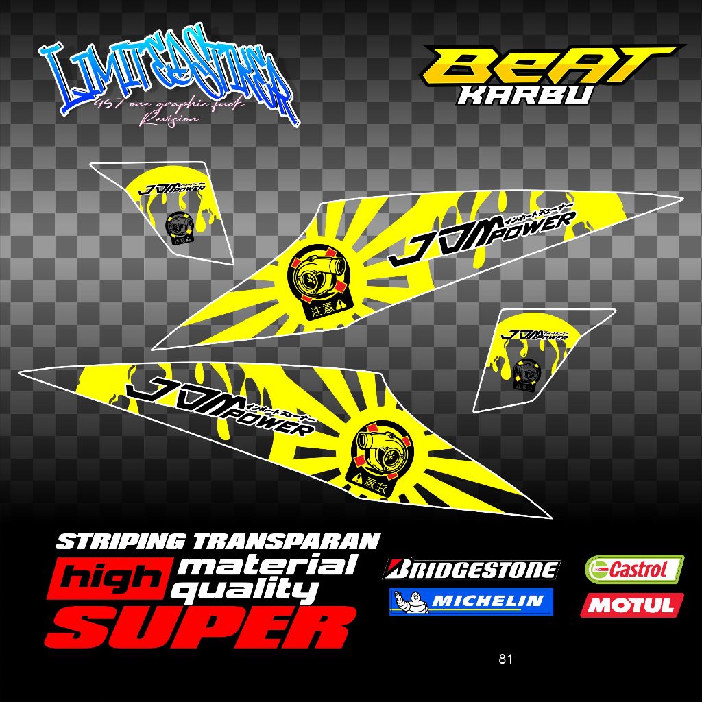 Honda carburetor beat striping transparent uv premium new trend ...