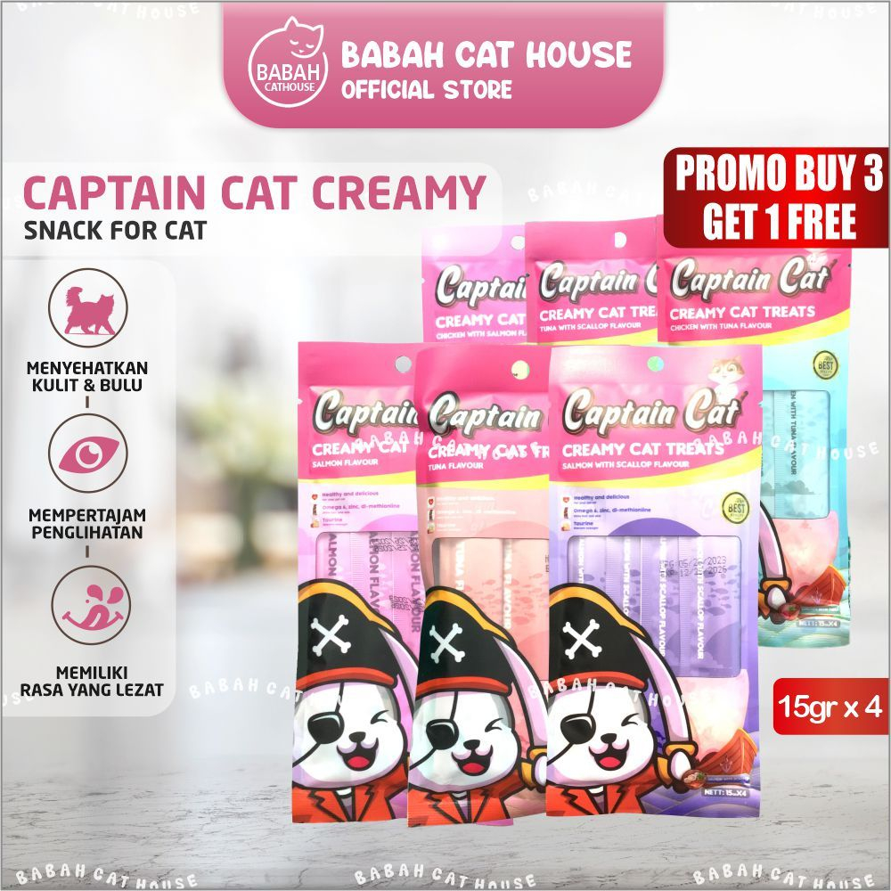 Captain CAT CREAMY 60gr CAT Snack Food Snack Kids Kitten Adult Snack ...
