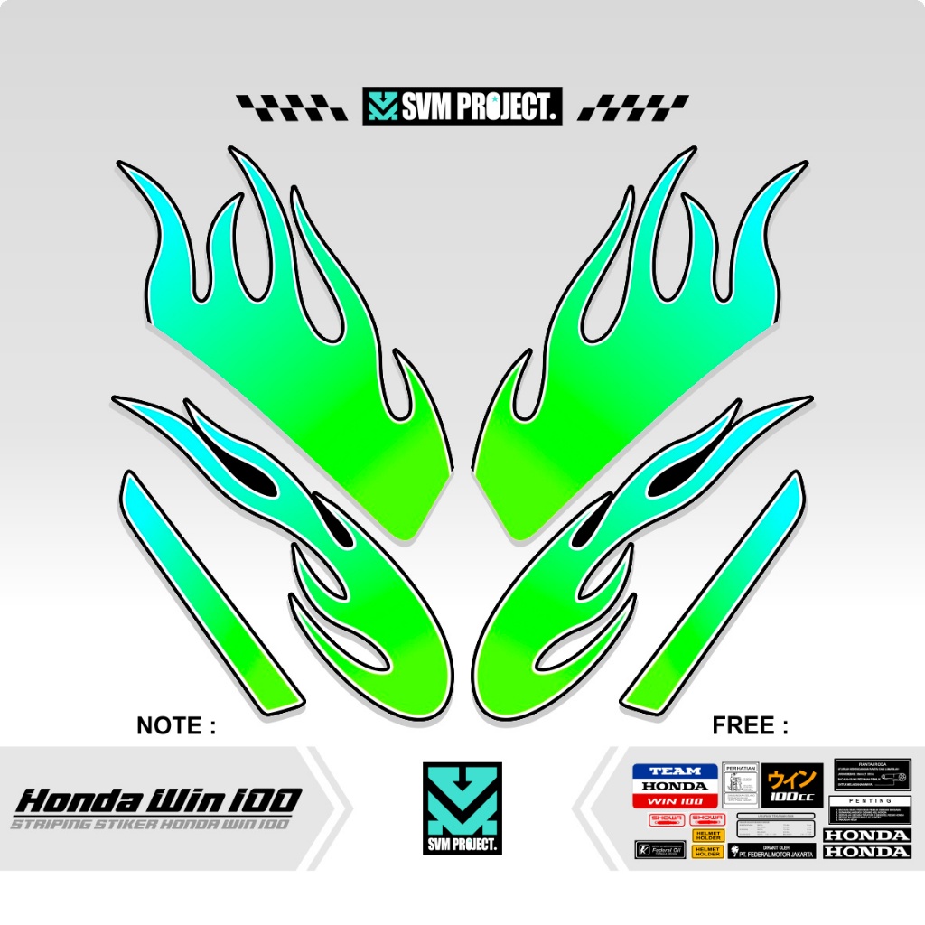 Honda WIN STRIPING / MOTIF 121 / STICKER WIN 100 / STICKER VARIATION ...