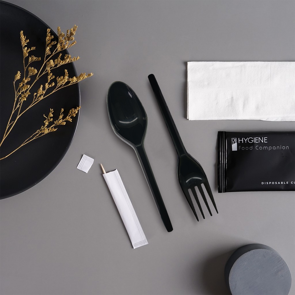 HITAM Set of Plastic Spoons, Plastic Forks, Tissue, Toothpicks Hygienic ...