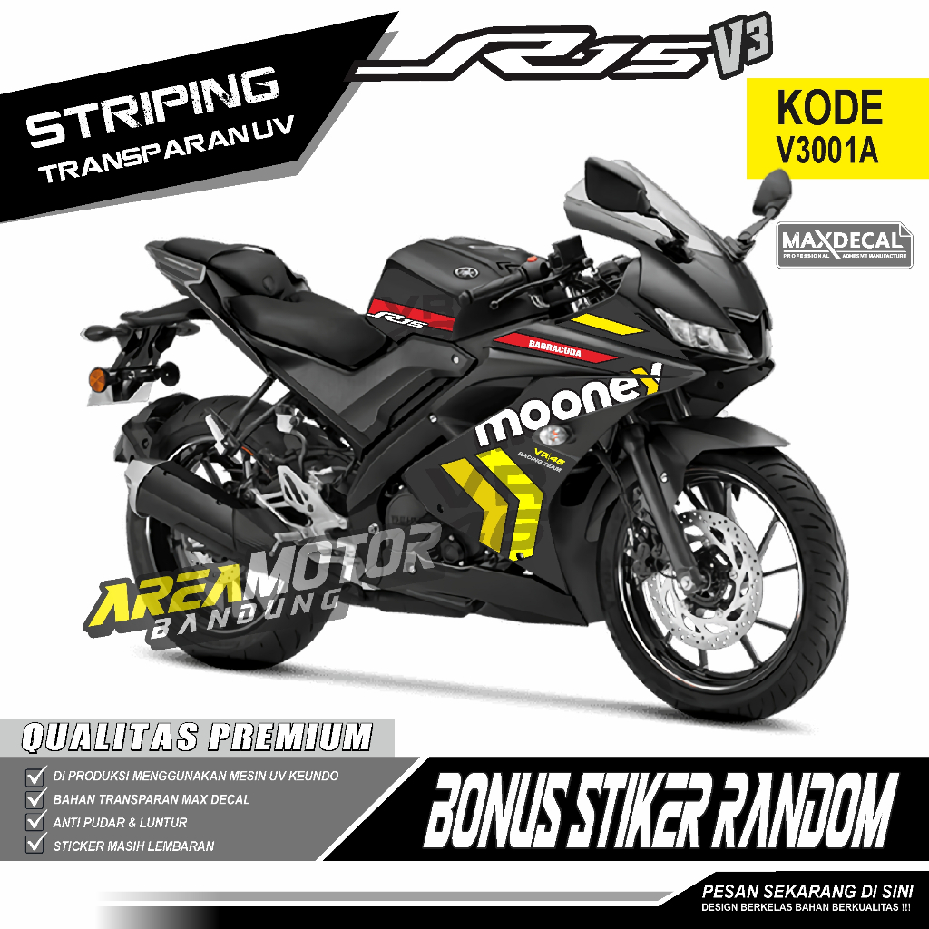 Decal YAMAHA R15 V3 Transparent / Sticker YAMAHA R15 V3 Transparent ...