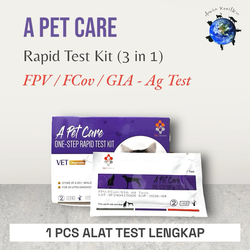 Pet Care Cat Virus Test Equipment FPV + FCov + Giardia (Ag-Test) - 1PCS ...