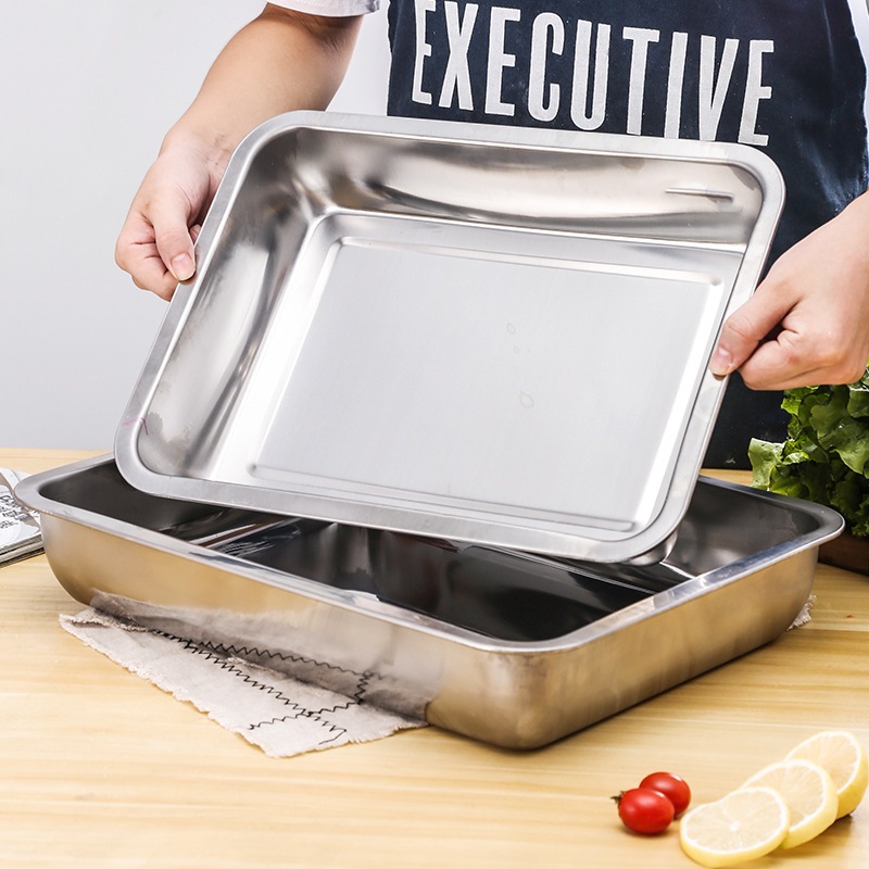 Square Stainless Tray Bake Tray 40X30CMX5CM Multipurpose Square Plate ...