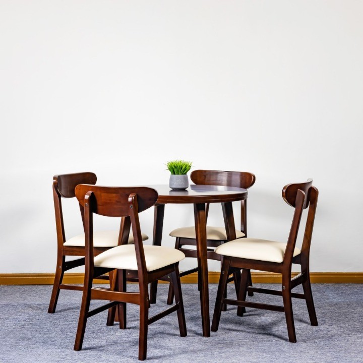 Round Dining Table Set 1 Table+4 Chairs | Maru Table & EDA Chair Cafe ...