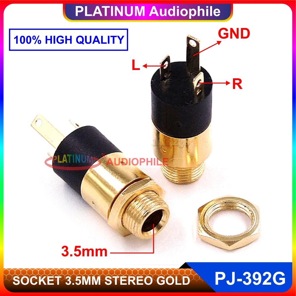 Mini STEREO GOLD SOCKET 3.5MM SOCKET JACK HEADPHONE AUX FEMALE PJ-392G ...