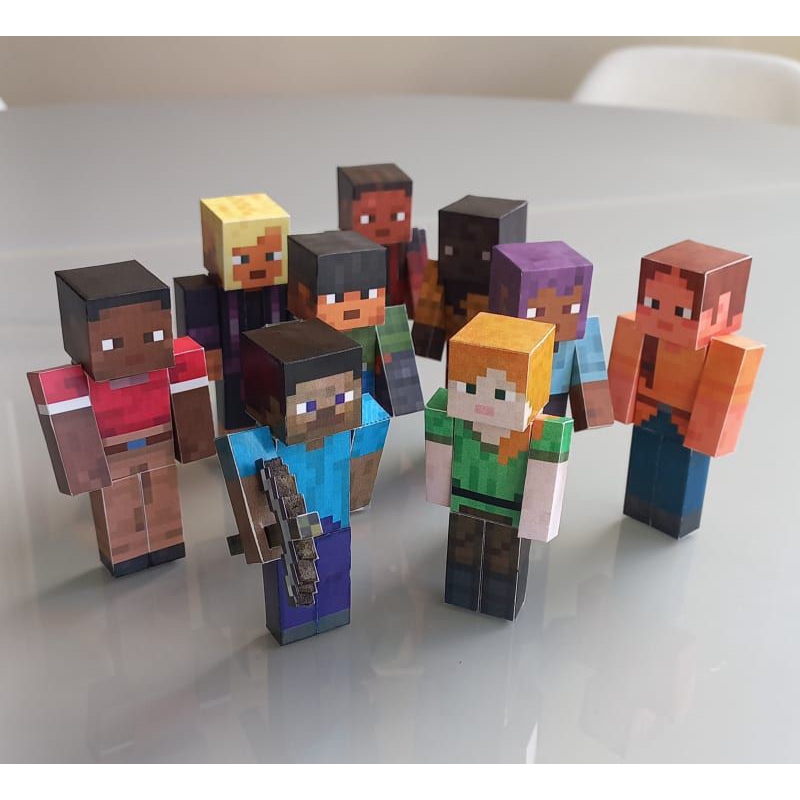 Papercraft pattern sheet complete package minecraft character 9 types 8 ...
