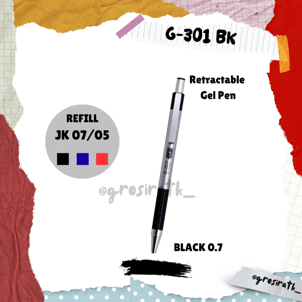 Zebra G-301 Retractable Gel Pen 0.7 mm Stainless Steel | Shopee Philippines