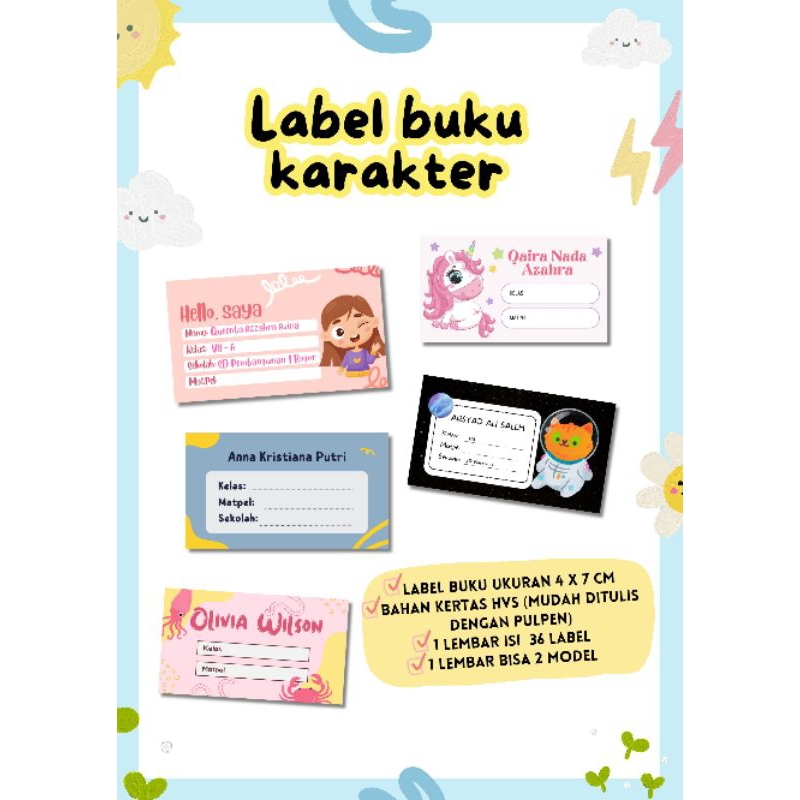 Custom SCHOOL CHARACTER BOOK LABELS PHOTOS | Shopee Philippines