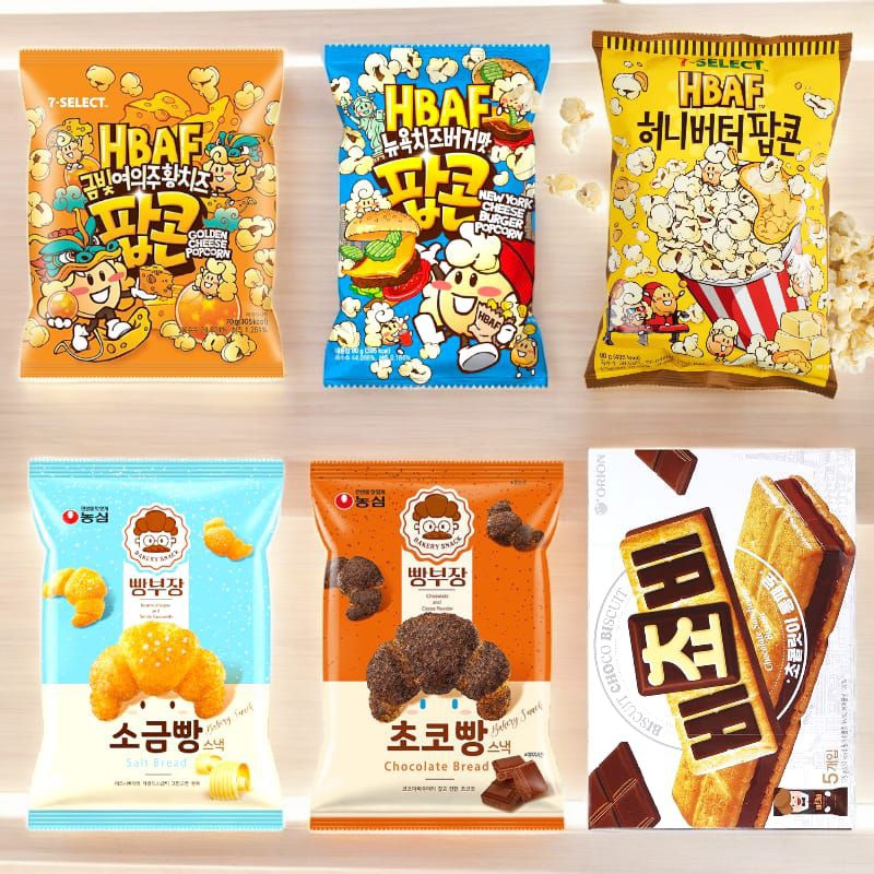 Hbaf Popcorn Orion Chocolate Biscuit Nongshim Bakery Snack Croissant ...