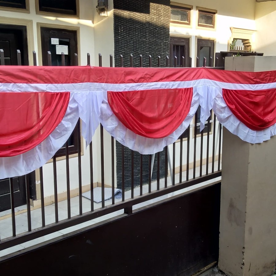MERAH PUTIH Plain Red And White Flag 10-wave Long Stage backdrop Flag ...