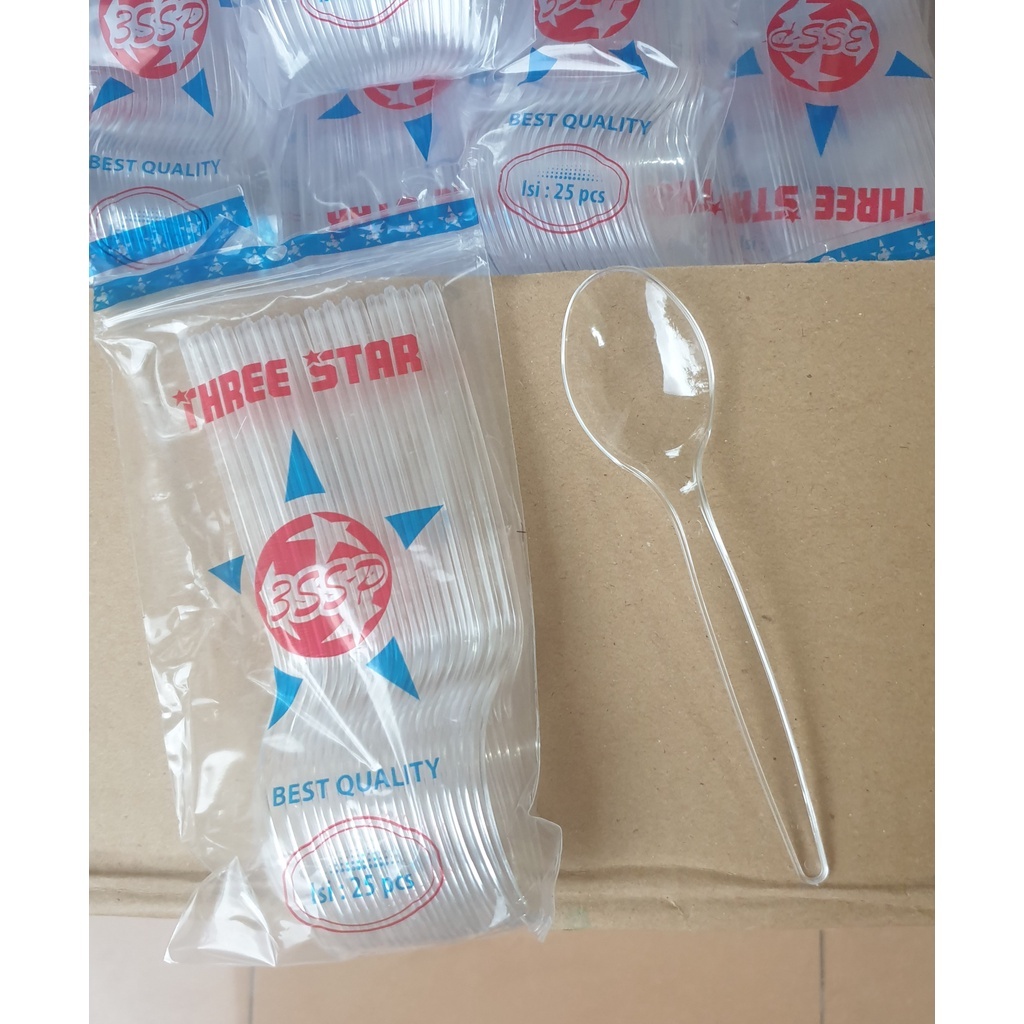 White Clear Three Star Spoon | Fill 25pcs | Shopee Philippines