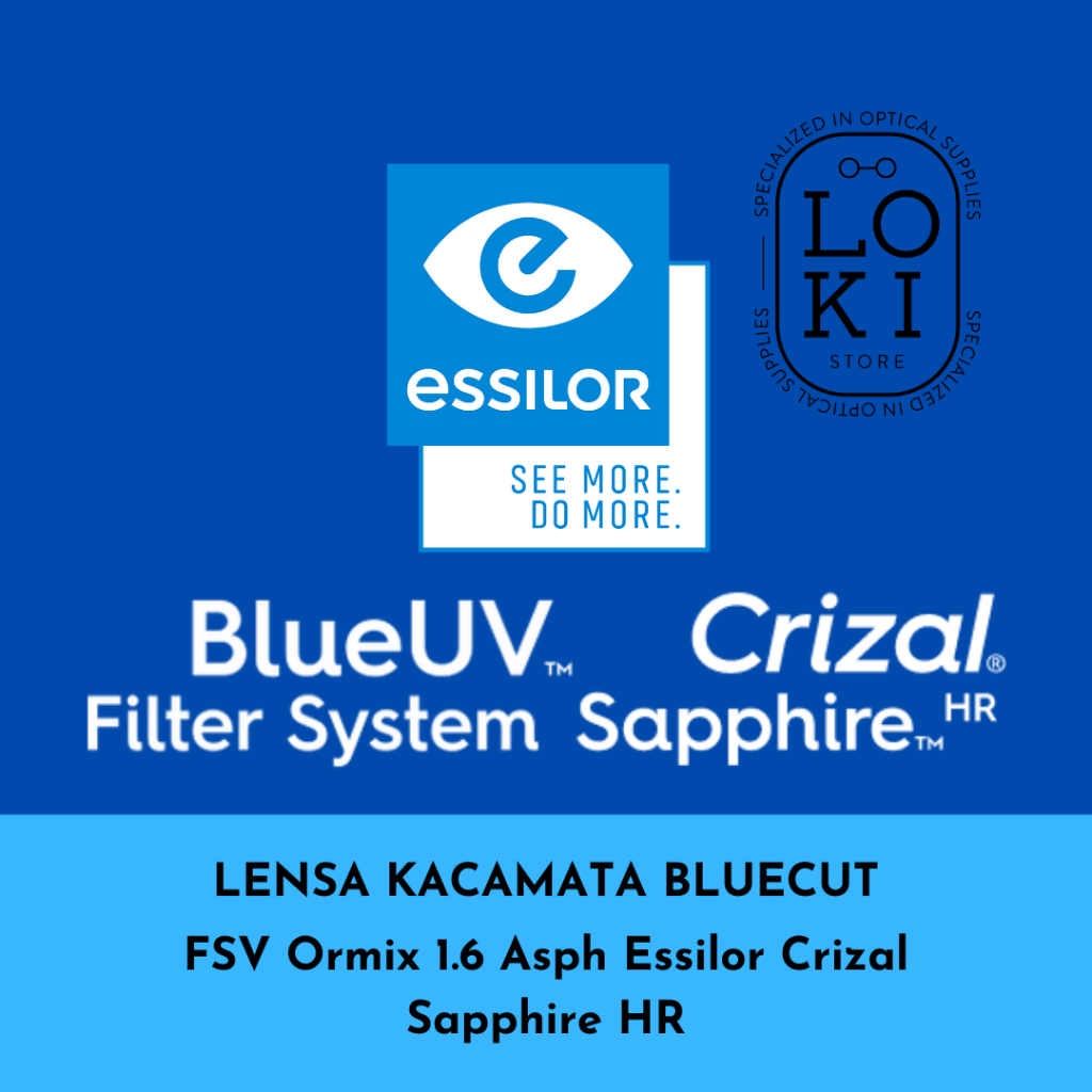Essilor BlueUV Capture FSV Ormix 1.60 Asph Crizal Sapphire Eyeglass ...