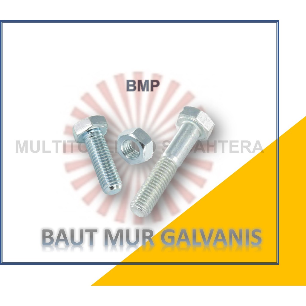 PUTIH Bmp M10 BOLT Nut White Galvanized Iron M10 Key 17 HEX BOLT STEEL ...