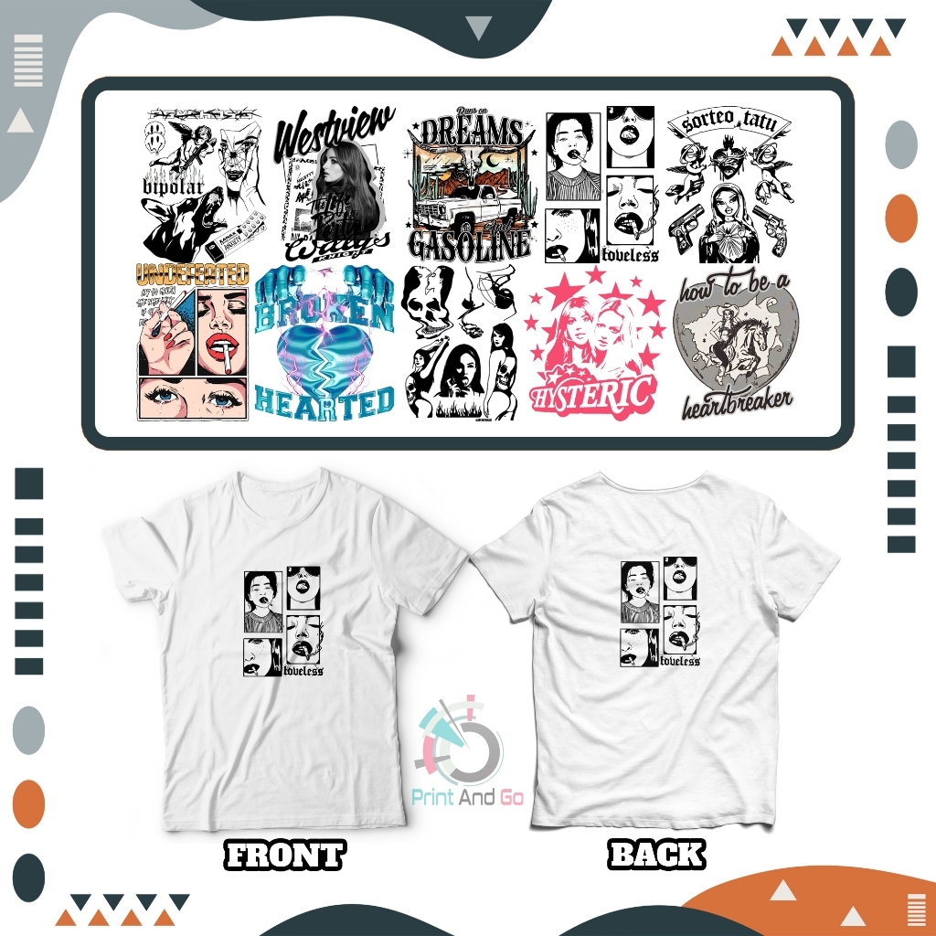 IRON-ON SCREEN PRINTING DTF PRINTING RETRO REBEL THEME (SIZE -+14CM ...