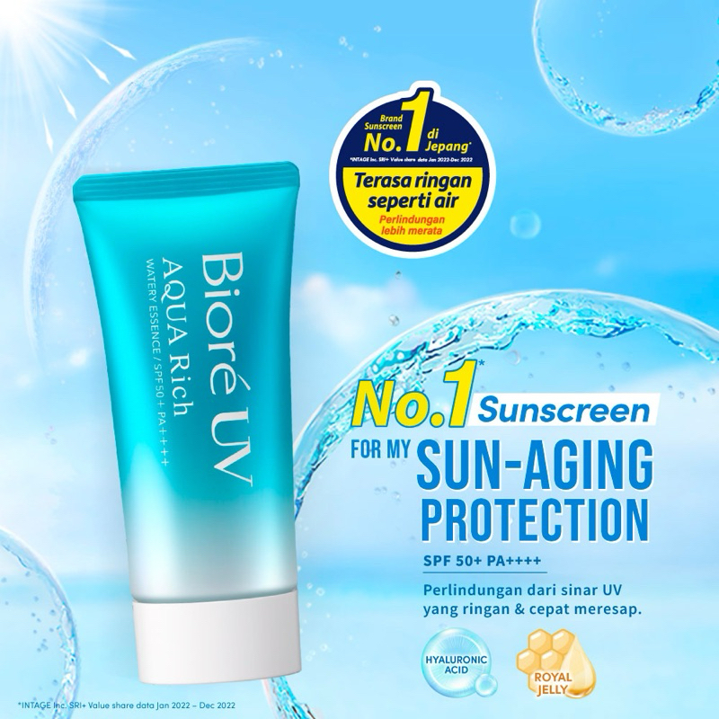 Biore UV Aqua Rich Watery Essence Sunscreen Skin Care SPF 50 PA+++ 15g ...