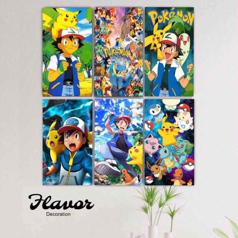 KAYU Flavor WALL Hanging POKEMON ASH KETCHUM PIKACHU Cartoon HOME DECOR ...