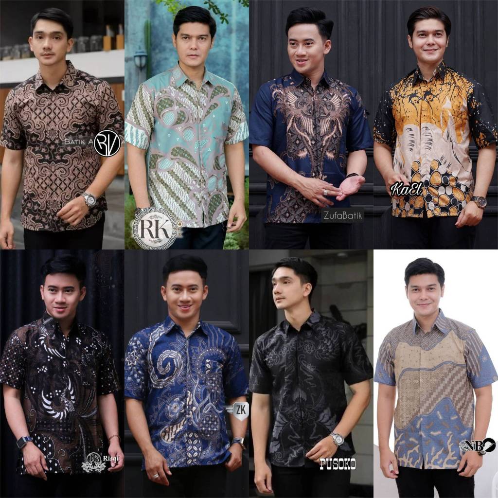 KEMEJA Men's Batik Shirt Short Sleeve SIZE M L XL XXL XXXL Premium ...