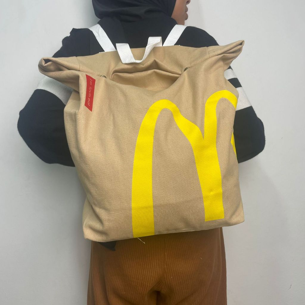 Backpack/backpack/travel Bag/Fashion Bag Brown Motif Paperbag McD Mekdi ...