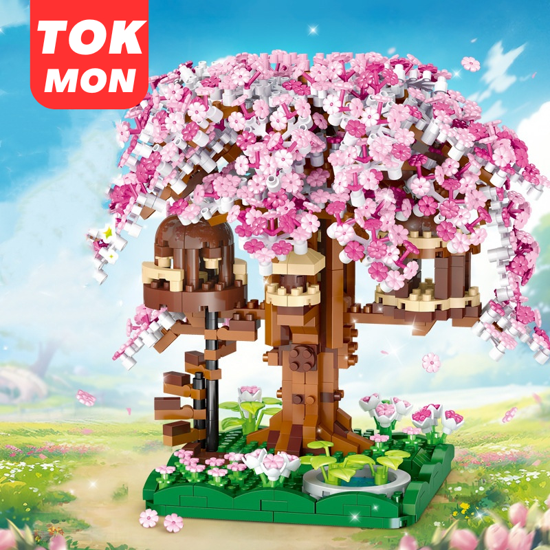 Japanese Sakura Rainbow Tree House Brick Block Toys for Children's ...