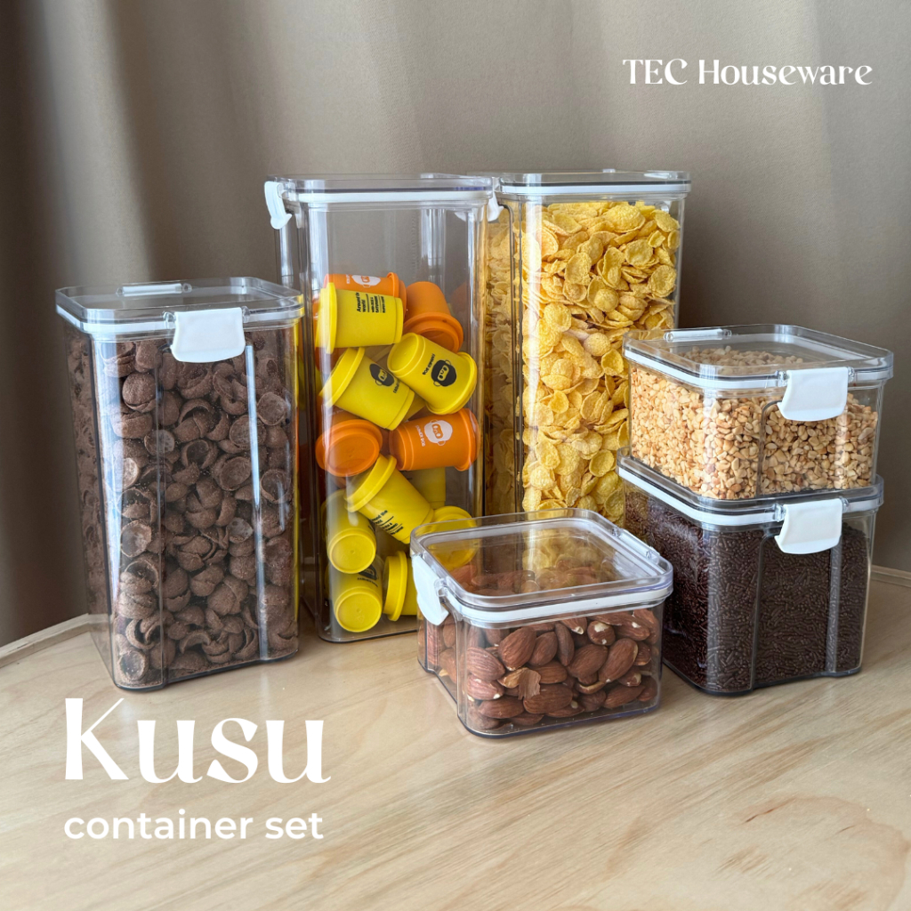 PUTIH 【TEC】KUSU White Airtight Food Storage Jar Box Cereal Storage Jar ...
