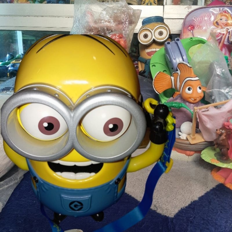 Original universal studio minions dave minion figure popcorn bucket ...