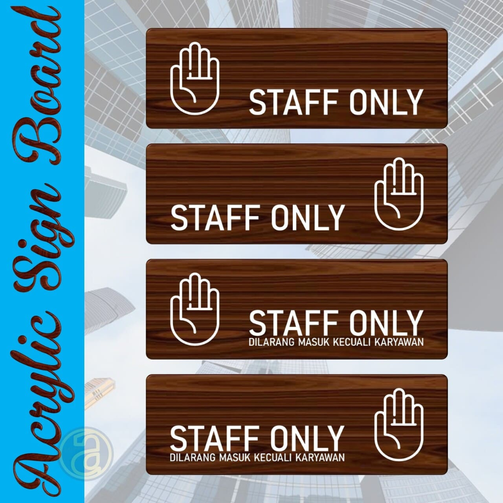 Acrylic Sign Board 10x30 cm - Staff Only Signage / Entry Sign Board ...