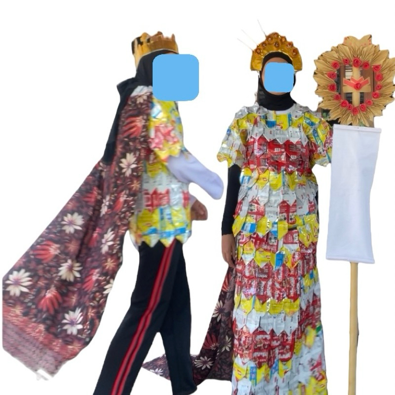 Recycled Costumes from Snack Plastic and Couple Cloth Batik | Shopee ...