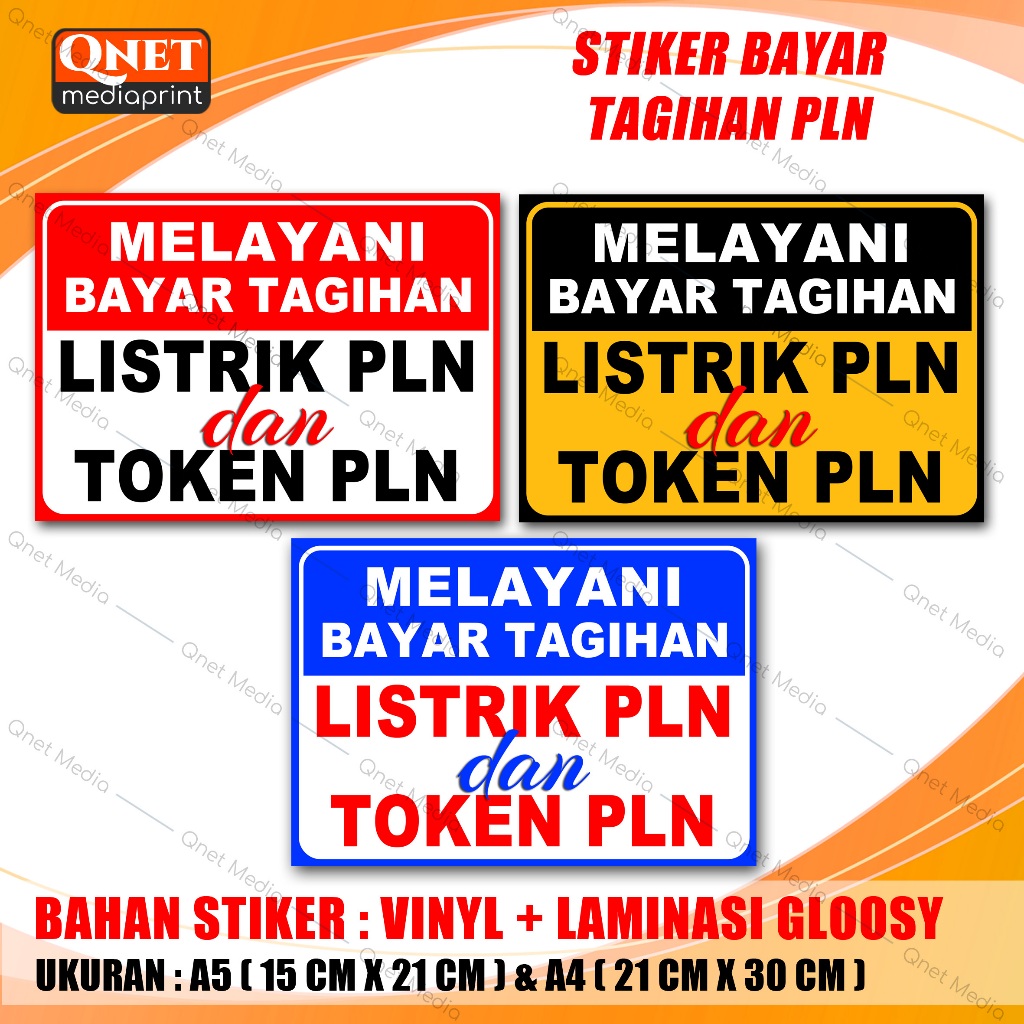 Stickers Serving Pay Bills And PLN Tokens+GLOSSY Lamination | Shopee ...