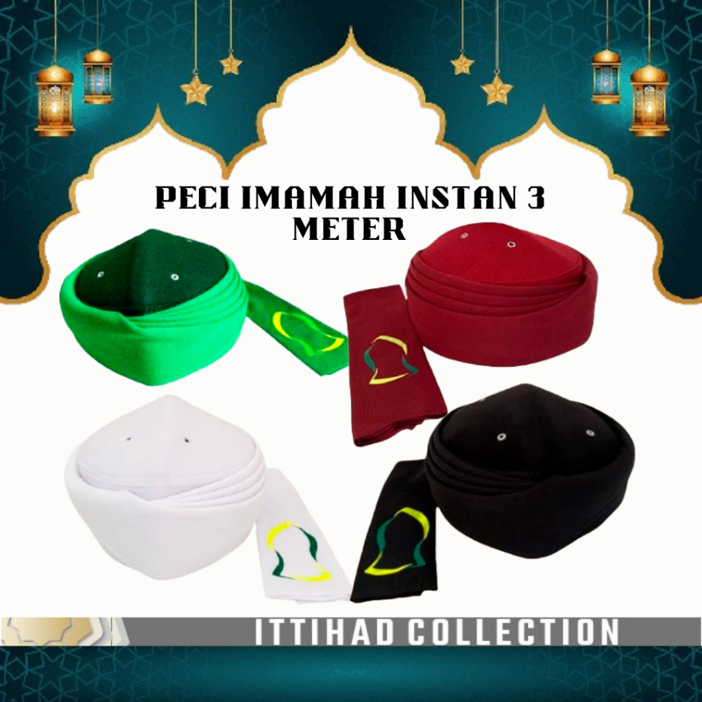 Combination Permanent Instant Imamah Peci / 3 meter combination Permanent Imamah / Permanent ...