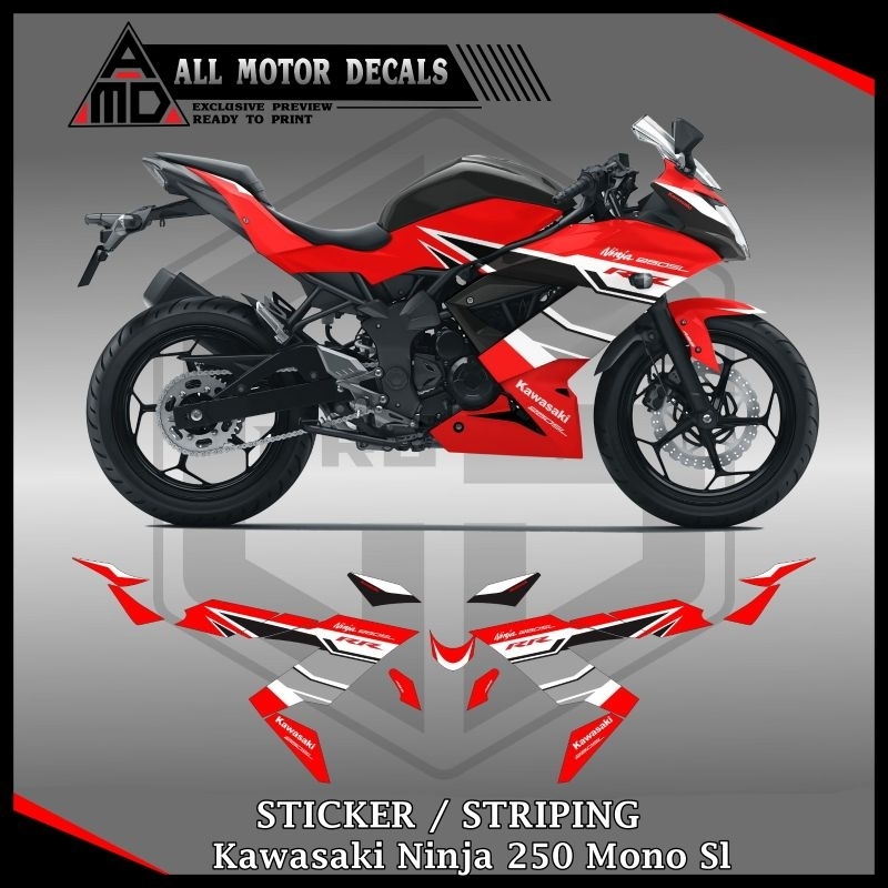 Striping Ninja Mono Sl Livery Custom Copy Racing Red cbr250Rr/Sticker ...
