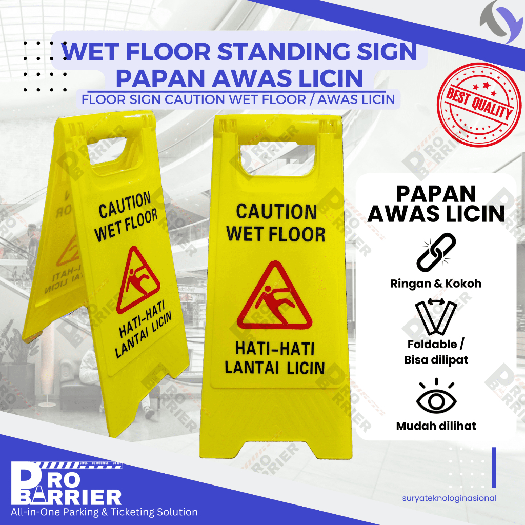 Slippery Warning Board/Beware Slippery/Caution Wet Floor Sign Signage ...