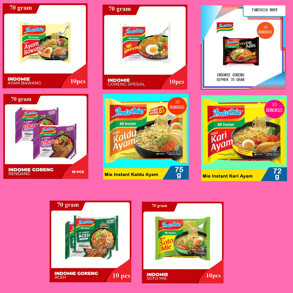 Indomie Assorted Variants PACK PER 10 Packs FANTASIA | Shopee Philippines